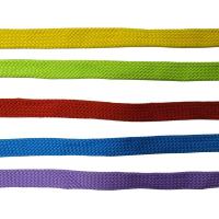 China Braided Polyester Cord Colorful 15mm Flat Tubular For Handbag With Metal Aglets for sale