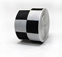 China Polyester Jacquard Ribbon Bag Strap Factory Customizable 3.8cm Two-Color Black White Plaid Herringbone for Garment Accessories for sale