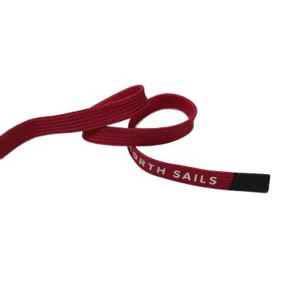 China Silicone End Hoodie String Custom Polyester Flat Drawcord For Pants And Garment for sale