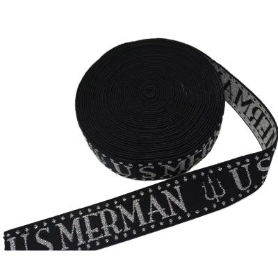 China Glitter Jacquard Elastic Band For Women Hair Band Lurex Soft Shiny Custom Logo Waistband for sale