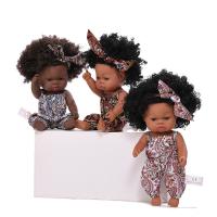 China 14 Inch Full Body Silicone Reborn Baby Dolls Black African Custom Logo for Kids for sale