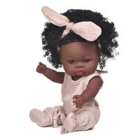 China 14 Inch Full Body Silicone Reborn Baby Dolls Black African Custom Logo for Kids for sale