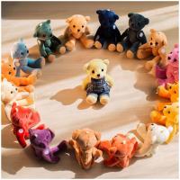 China Custom 12cm Jointed Plush Bear Doll Keychain Stuffed Animal Toy OEM ODM for sale