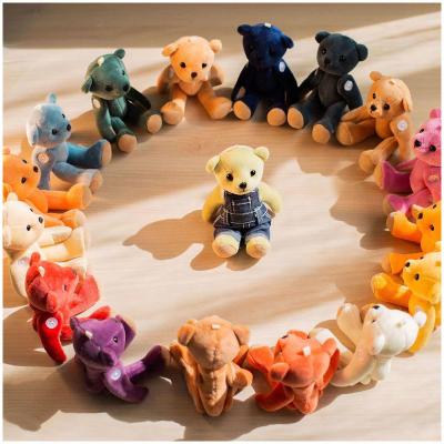 China Custom 12cm Jointed Plush Bear Doll Keychain Stuffed Animal Toy OEM ODM for sale