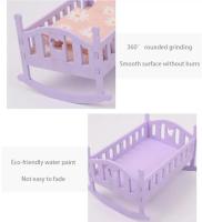 China Wooden Doll House Bed Baby Crib for 6 Inch Dolls Educational Toy Accessories 20x13.5x13cm for sale
