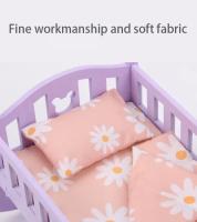 China Wooden Doll House Bed Baby Crib for 6 Inch Dolls Educational Toy Accessories 20x13.5x13cm for sale