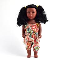 China 30cm Black Skin Silicone Vinyl Doll for Kids African American Girl Toy with Clothes for sale