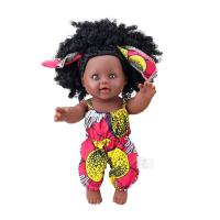 China 30cm Black Doll Realistic African American Baby Doll with Clothes for Kids Gift for sale