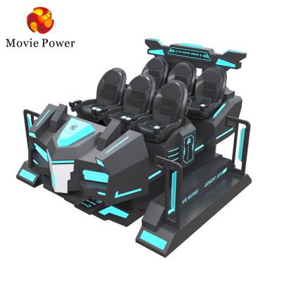 China Fiberglass 9D VR Shooting Cinema 6 Person VR Chair Roller Coaster Arcade Game Simulator for sale