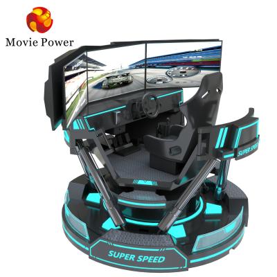 China 3 Screen Virtual Reality Simulator 6- Dof Black Car Racing Game Machine 5d Car Driving Arcade For Mall for sale