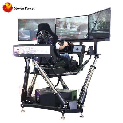 China Fiberglass 9D Simulator  ,  Dynamic VR Racing Simulator Game Machine 6 Dof 3 Screen Car Driving Simulator for sale