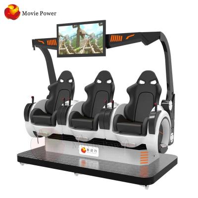 China Fiberglass 9D VR Game Machine Coin Operated Shooting Simulator Realidad Virtual Three Seats 12D Cinema for sale
