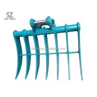 China Mini Excavator Bucket Breaker Loosening Rake Quick Change Weeding Rake Drain Screen Bucket for 1-5 Ton Heavy Duty Landscaping for sale