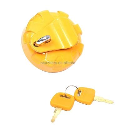 China SH200 Anti-theft Fuel Cap Diesel Fuel Tank Cover 0.6kg for Sumitomo Excavator Yellow for sale