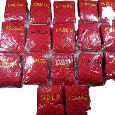 China Universal Excavator Seat Cover for CAT PC EX DH SK SH Black Red PU 1 Pair for sale