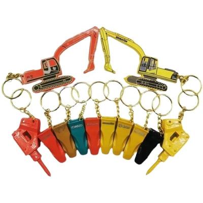 China Creative Metal 3D Excavator Bucket Tooth Model Keychain 5cm Construction Gift for sale