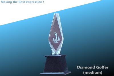 China crystal trophy/crystal awards/glass trophy/crystal diamond golfer award/diamond golfer for sale