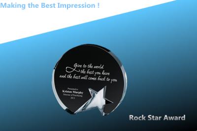 China crystal rock star award/ crystal circle award/crystal trophy/acrylic star award/glass for sale