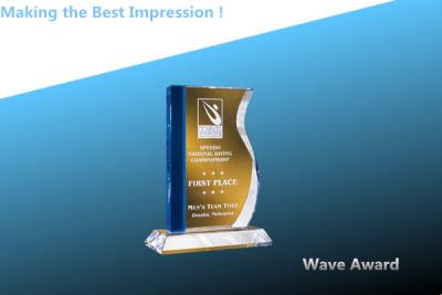 China crystal wave award/crystal trophy/acrylic wave award/glass award/glass trophy for sale