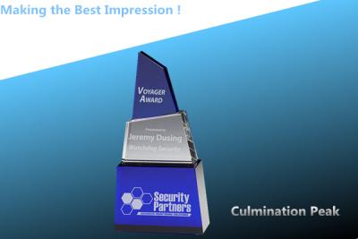 China culmination award/crystal trophy/acrylic award/glass blue award/crystal culmination award for sale