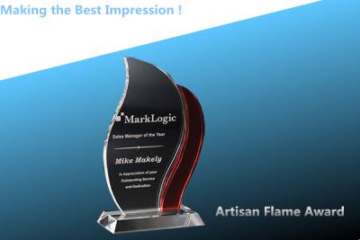 China artisan flame crystal award/acrylic wave award/glass trophy/crystal trophy/diamond award for sale