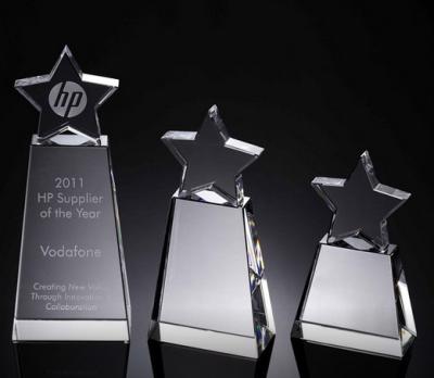 China top star crystal award/star crystal award/top star crystal trophy/blank top star trophy for sale