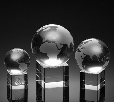 China blank crystal globe award/globe with cube base award/blank globe award for sale
