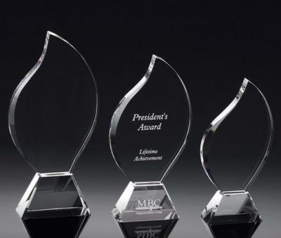 China olympia crystal flame trophy/2d laser olympia crystal flame award/3d laser flame award for sale