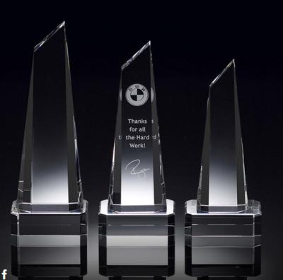 China canberra deluxe crystal tower/2d/3d laser crystal tower award/benz crystal tower trophy for sale