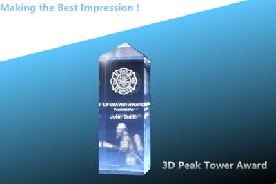 China 3D Peak Tower  Awards/3d laser tower crystal award/3d laser tower crystal trophy for sale