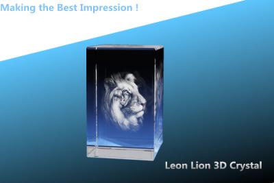 China leon Lion 3D Crystal/3d laser engraving crystal cube/rectangle/2d laser engraving award for sale