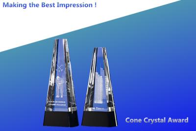 China cone crystal award/blank cone crystal award/3d laser cone crystal trophy/cone crystal 3d for sale