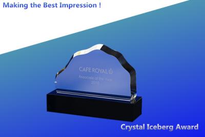 China crystal iceberg awards/glass iceberg with black base/crystal photo/LED crystal awards for sale