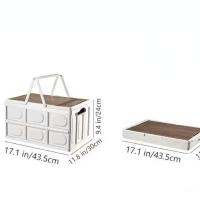 China Collapsible storage box with handle and wooden lid, large capacity for sale