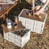 China Collapsible storage box with handle and wooden lid, large capacity for sale