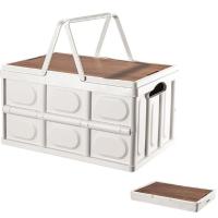 China Collapsible storage box with handle and wooden lid, large capacity for sale