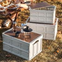 China Collapsible storage box with handle and wooden lid, large capacity for sale