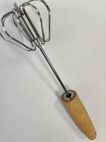 China Solid wood handle  Handheld semi-automatic egg beater baking tool - stainless steel egg mixer for cream whipping - household use for sale