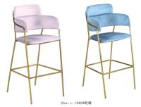 China Flannel Fabric Wrought Iron 44cm 105cm Gilt Bar Stools for sale