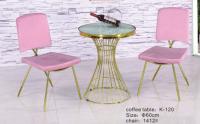 China Gold Plated 700mm Wrought Iron Marble Coffee Table for sale