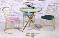 China Gold Plated 700mm Wrought Iron Marble Coffee Table for sale