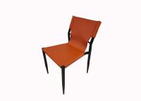China Iron Pipe Saddle Leather 55cm Armless Upholstered Dining Chairs for sale