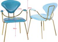China Iron Pipe Legs 47cm 150kg Blue Faux Leather Dining Chairs for sale