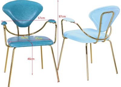 China Iron Pipe Legs 47cm 150kg Blue Faux Leather Dining Chairs for sale