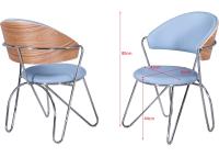 China Sponge Filled Iron Pipe 80cm Faux Leather Dining Chairs for sale
