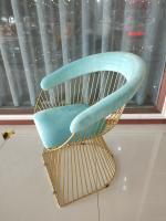 China Sponge Seat Cushion 37cm Wrought Iron Dining Chair for sale