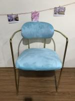 China Wrought Iron 48cm 80cm Blue Velvet Dining Chairs for sale