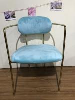 China Wrought Iron 48cm 80cm Blue Velvet Dining Chairs for sale