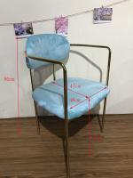 China Wrought Iron 48cm 80cm Blue Velvet Dining Chairs for sale