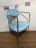 China Wrought Iron 48cm 80cm Blue Velvet Dining Chairs for sale